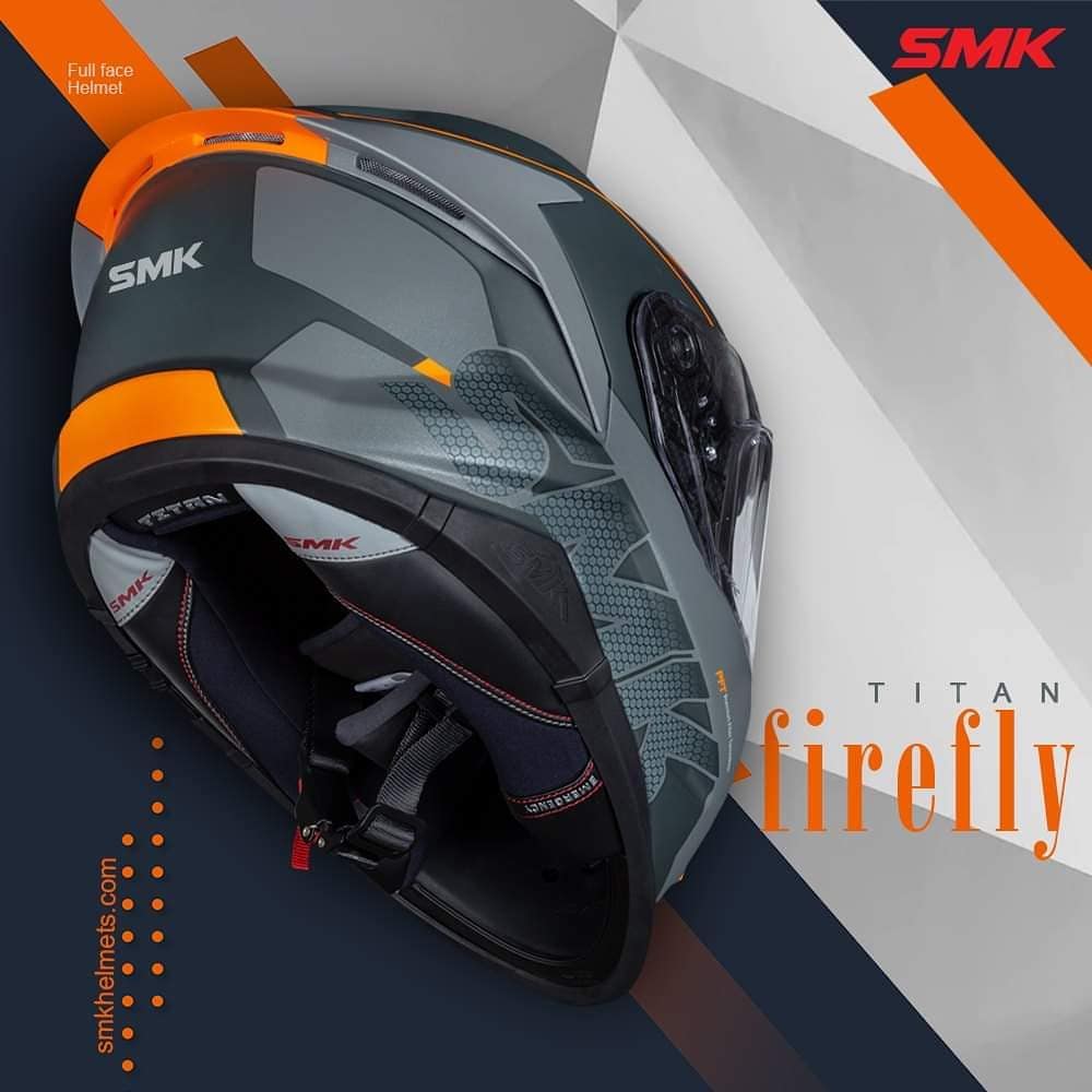 SMK Titan Firefly | Matt Grey black orange | ( MA667 ) Helmet – SPARIFY