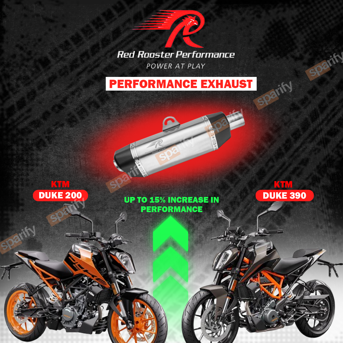 KTM Duke 390/ 200 With Bent Pipe Red Rooster Performance Exhaust Syste ...