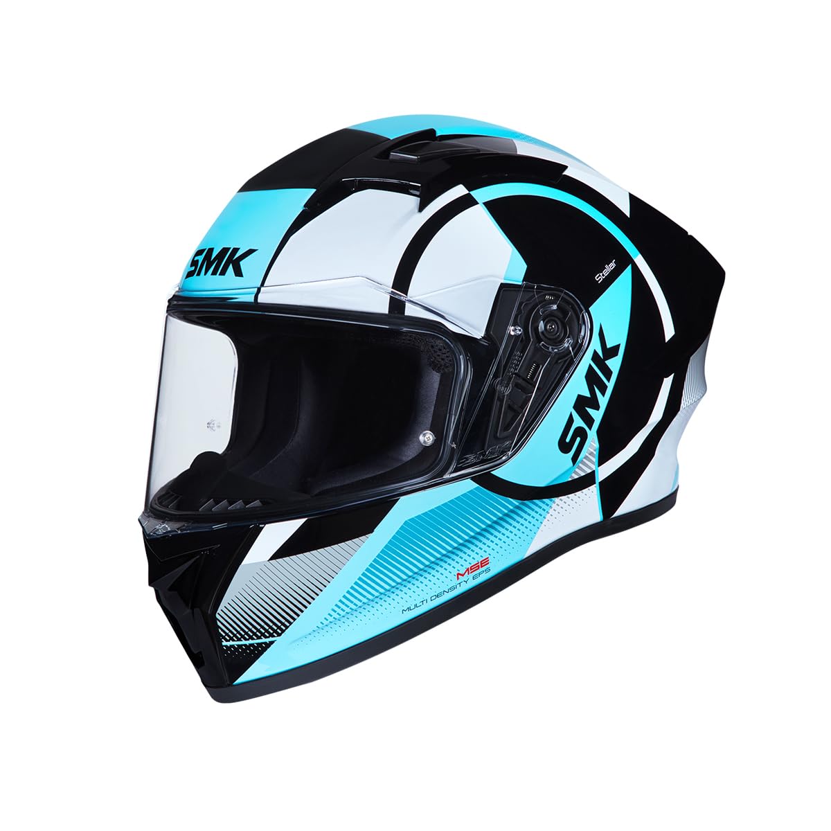 Smk Stellar Sports S01 Faro gloss black white blue Helmet Isi Dot & Ec ...