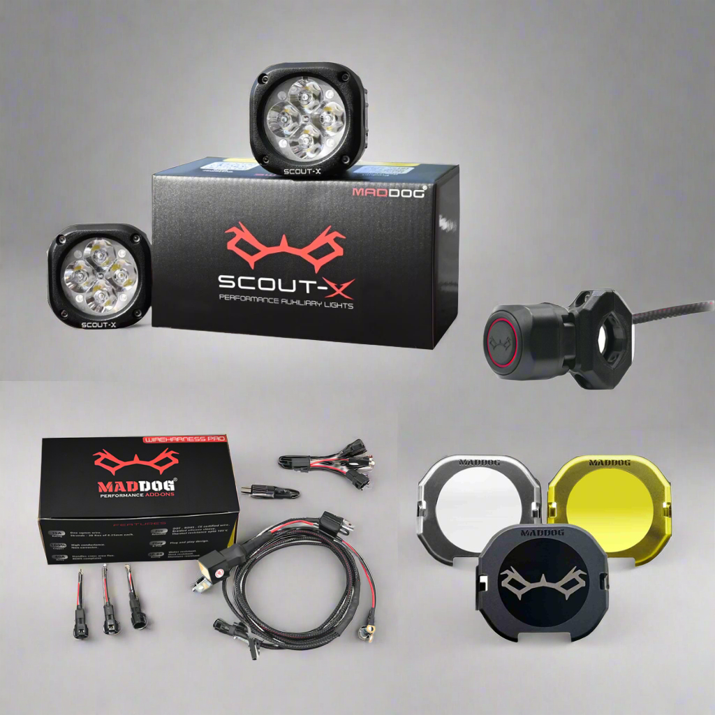 COMBO Maddog Scout X auxiliary lights with complete switch pro, wiring ...