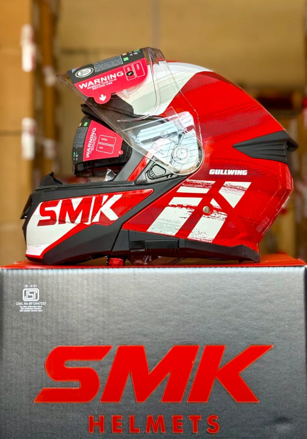 SMK Gullwing Tourleader Red Grey Gloss (GL363) Helmet – SPARIFY