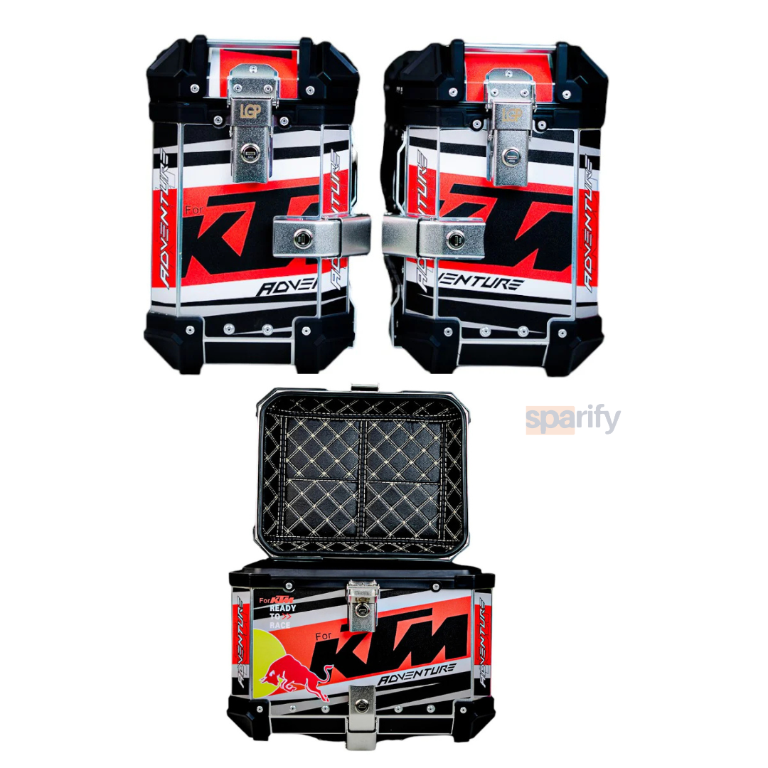 LGP Premium Aluminium KTM Graphics Top Box & Panniers - TOURING COMBO ...