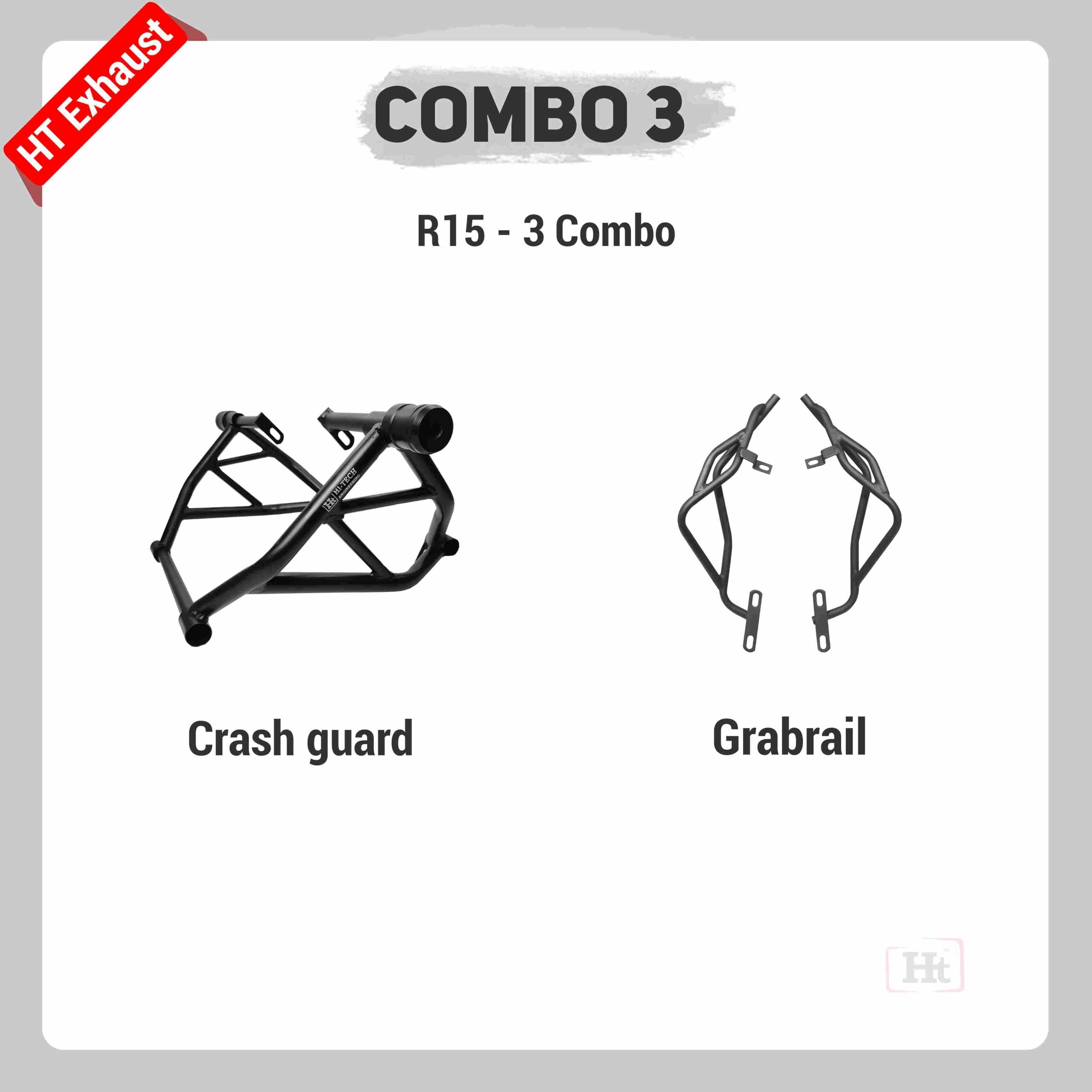 COMBO 3 R15 V3 Crash Guard + Grab Rail – HT EXHAUST – SPARIFY