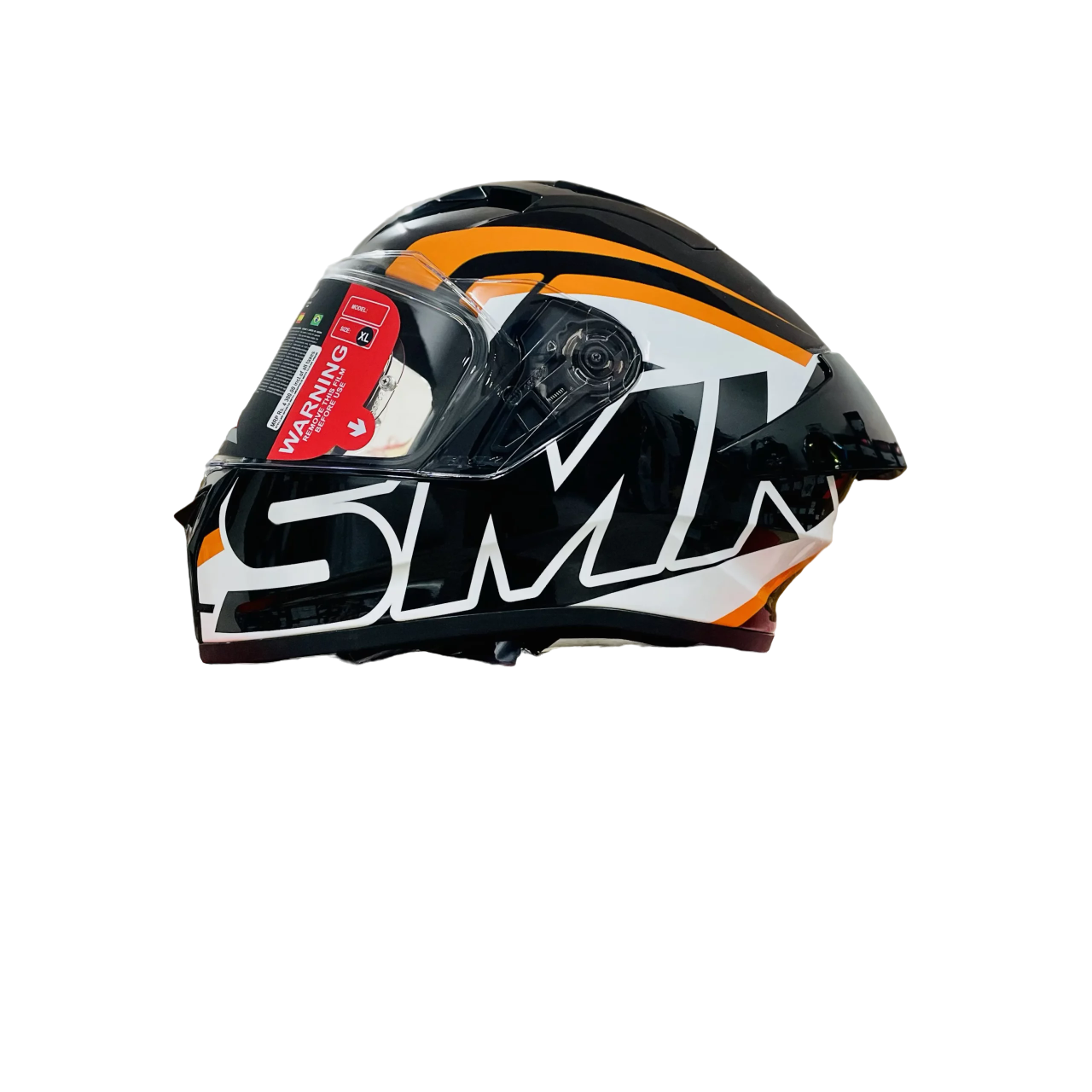 SMK STELLAR SPORTS GRAPHICS BLACK WHITE ORANGE GL217 HELMET – SPARIFY