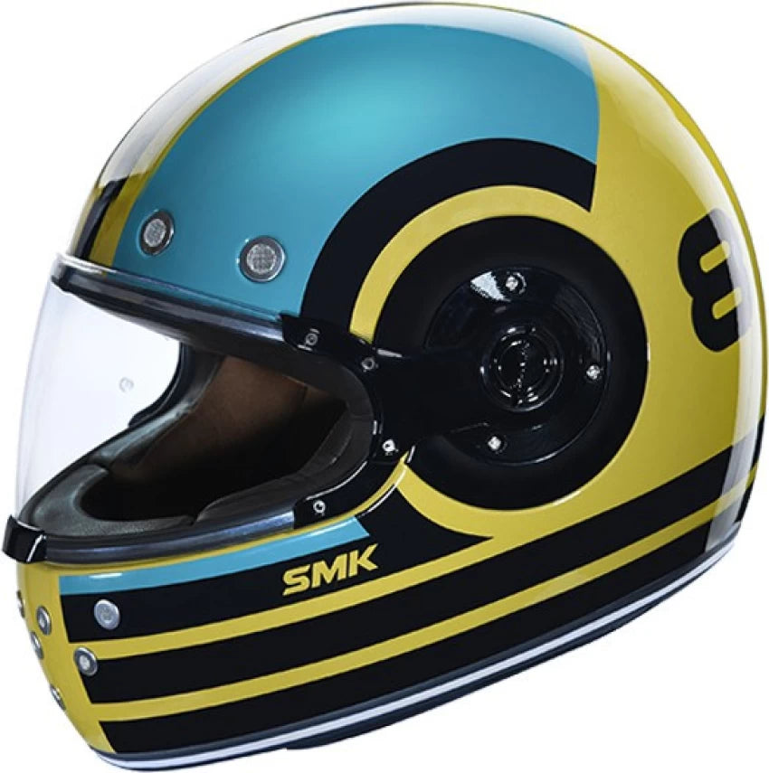 SMK Full FACE Retro Style RENKO GL 428 YELLOW BLACK GREEN GLOSS 57 MM ...
